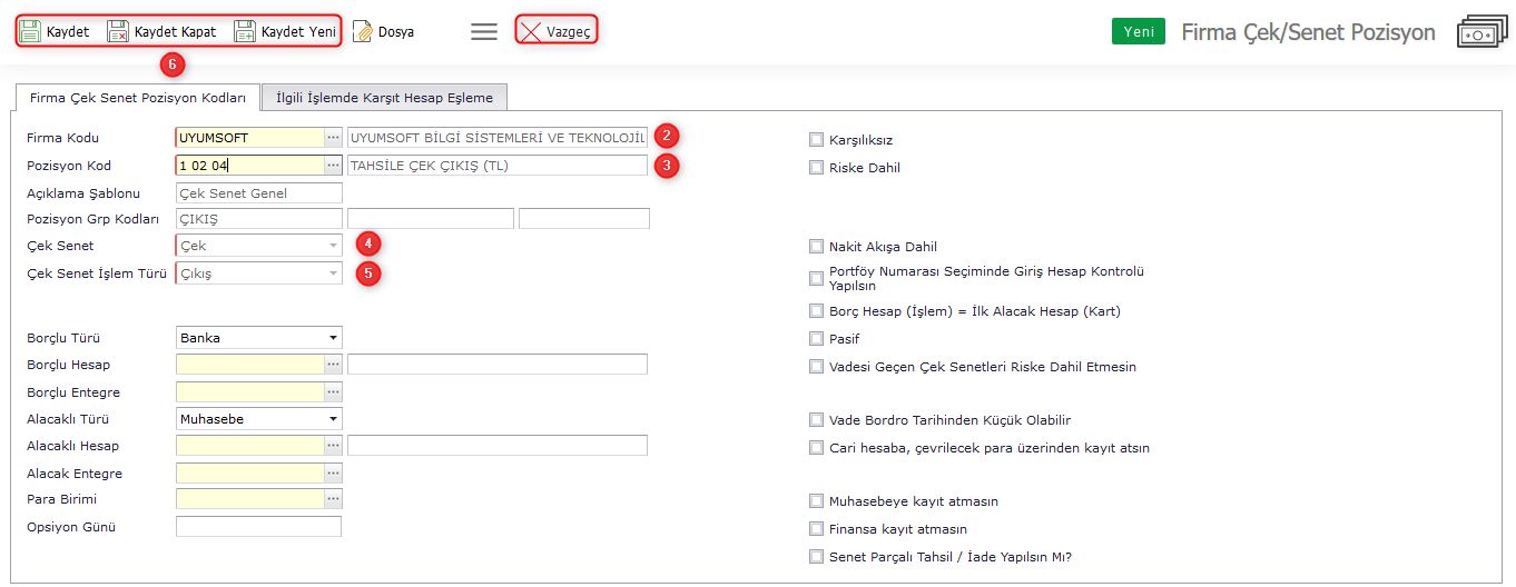 Firma Çek/Senet Pozisyon