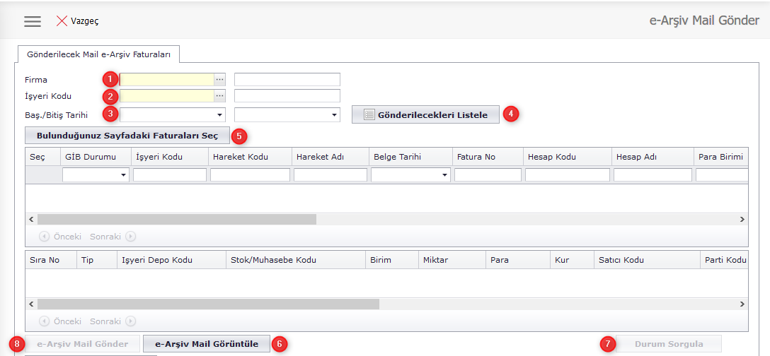 e-Arşiv Mail Gönder
